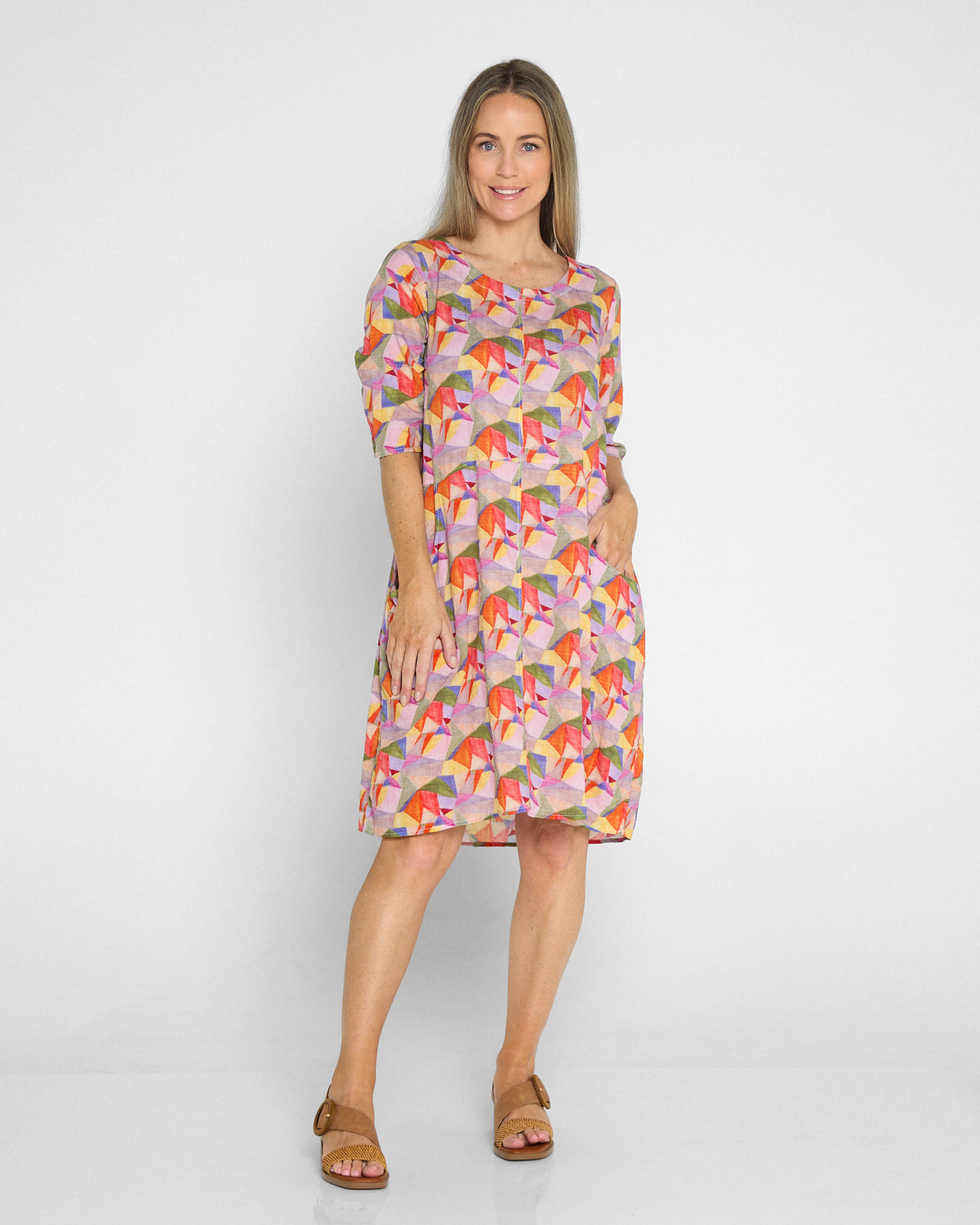 Eva Dress - Fruit Sala Geo | 100% Cotton Day Dress with Pockets – TULIO ...