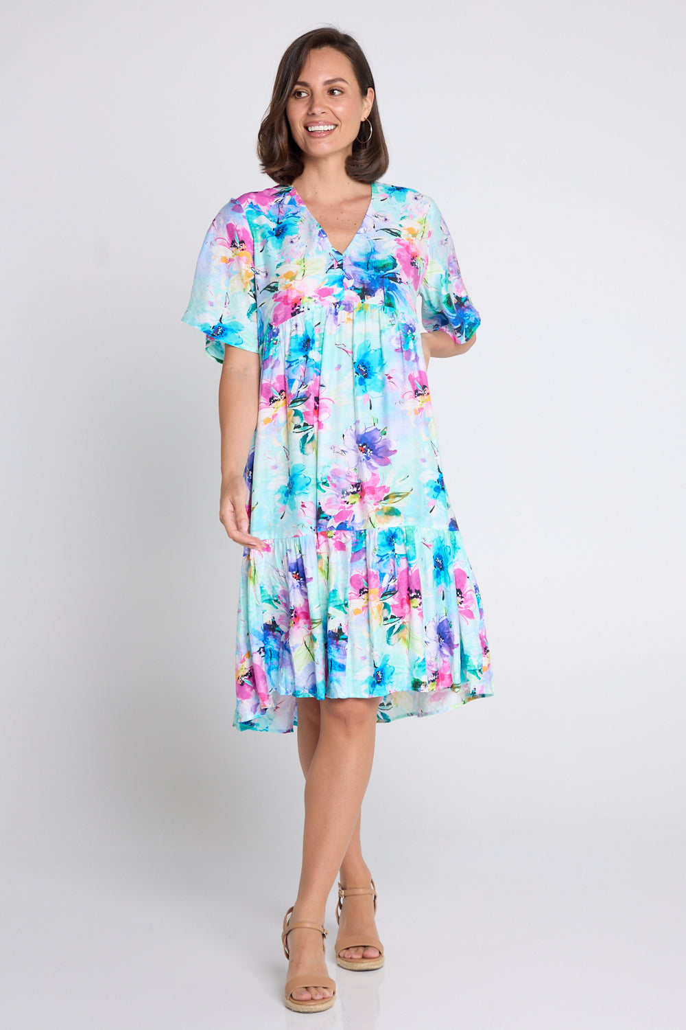 Prestwick Dress - Aqua Floral – TULIO Fashion