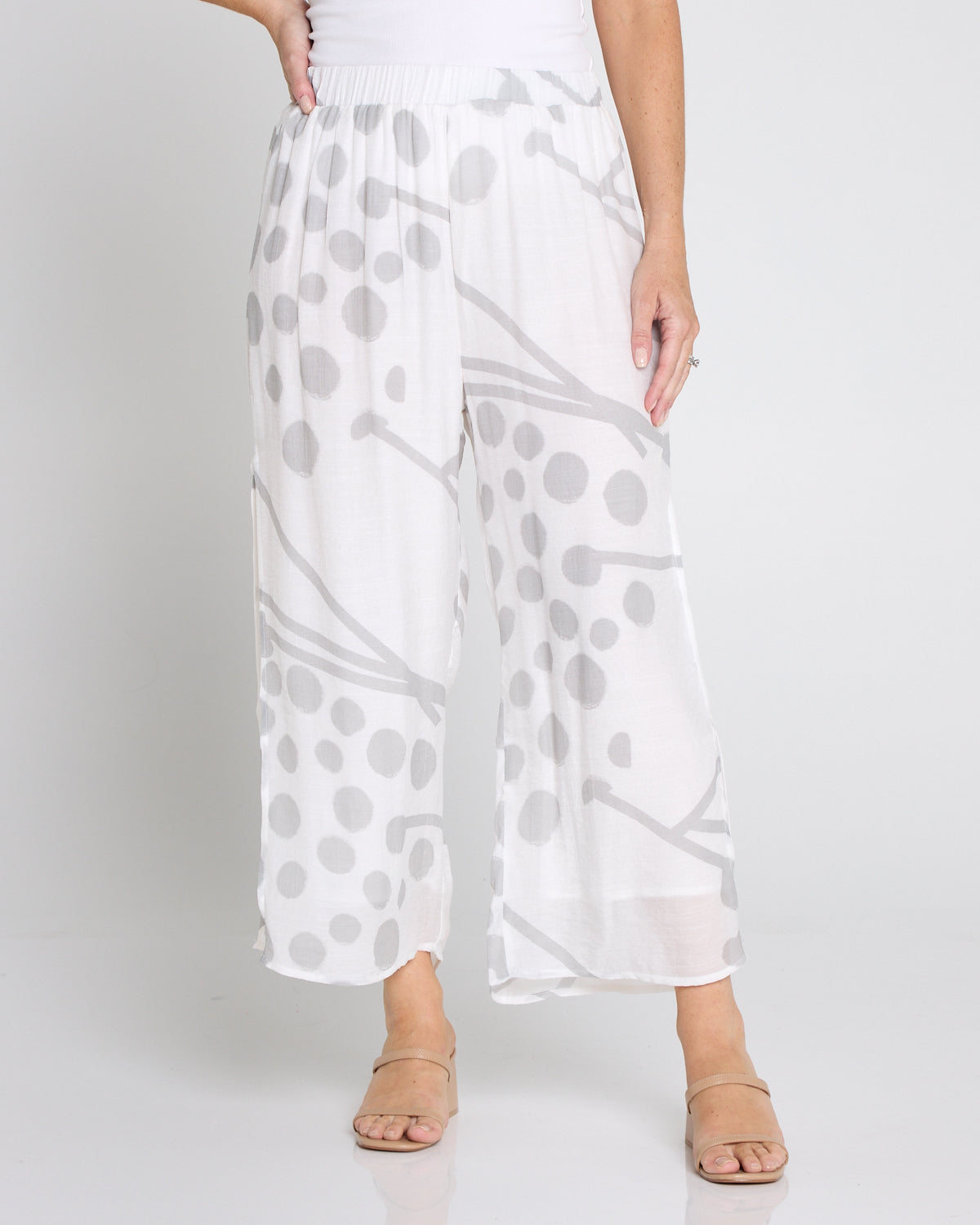 Silver Drift Pant Mist Grey – Double Layered Wide Leg Cotton Blend ...