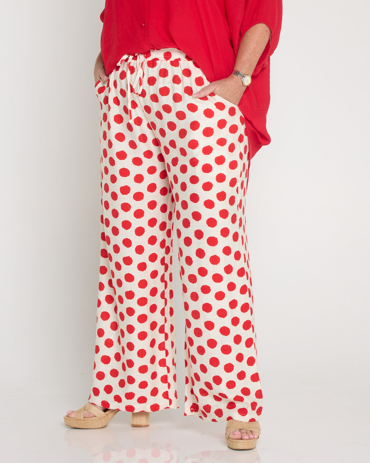 Cotton Village Demi Wide Leg Pants - Red Spot | Christmas Outfits ...