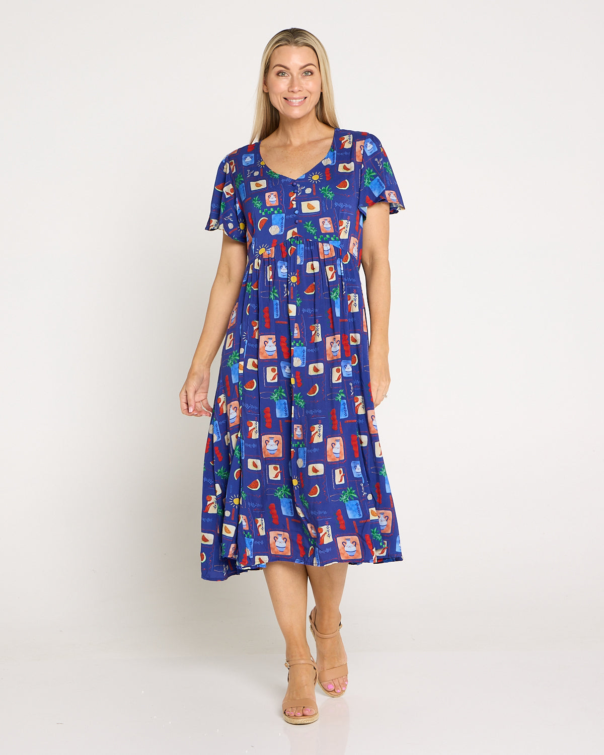 Cornwall Dress Indigo Summer – Flattering Midi Dress | TULIO – TULIO ...