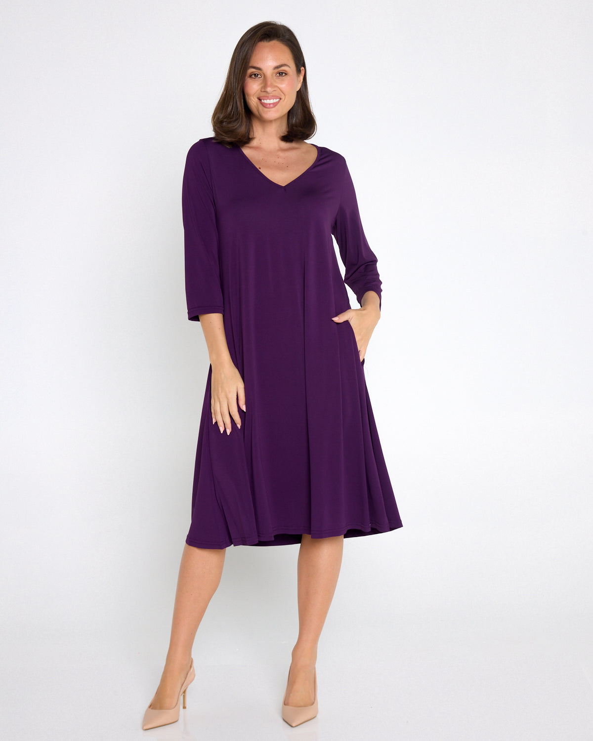 Sabina Linen Dress - Brown | Classic Linen Dresses – TULIO Fashion