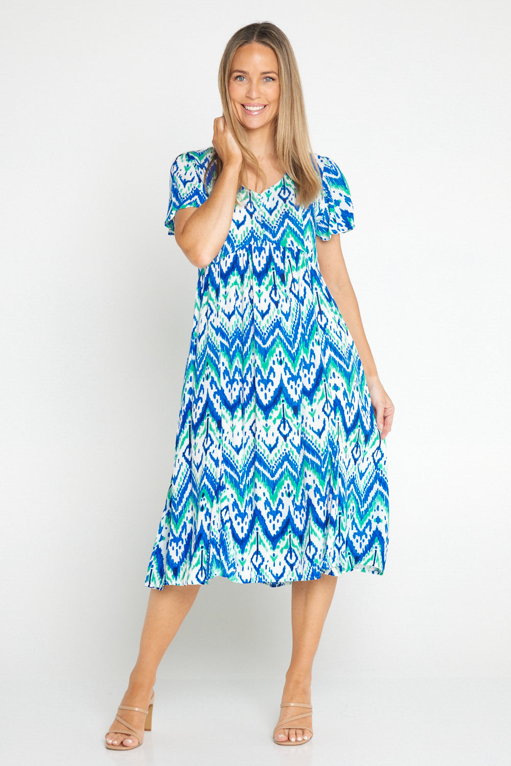 Brighton Dress - Royal/Mint Ikat – TULIO Fashion