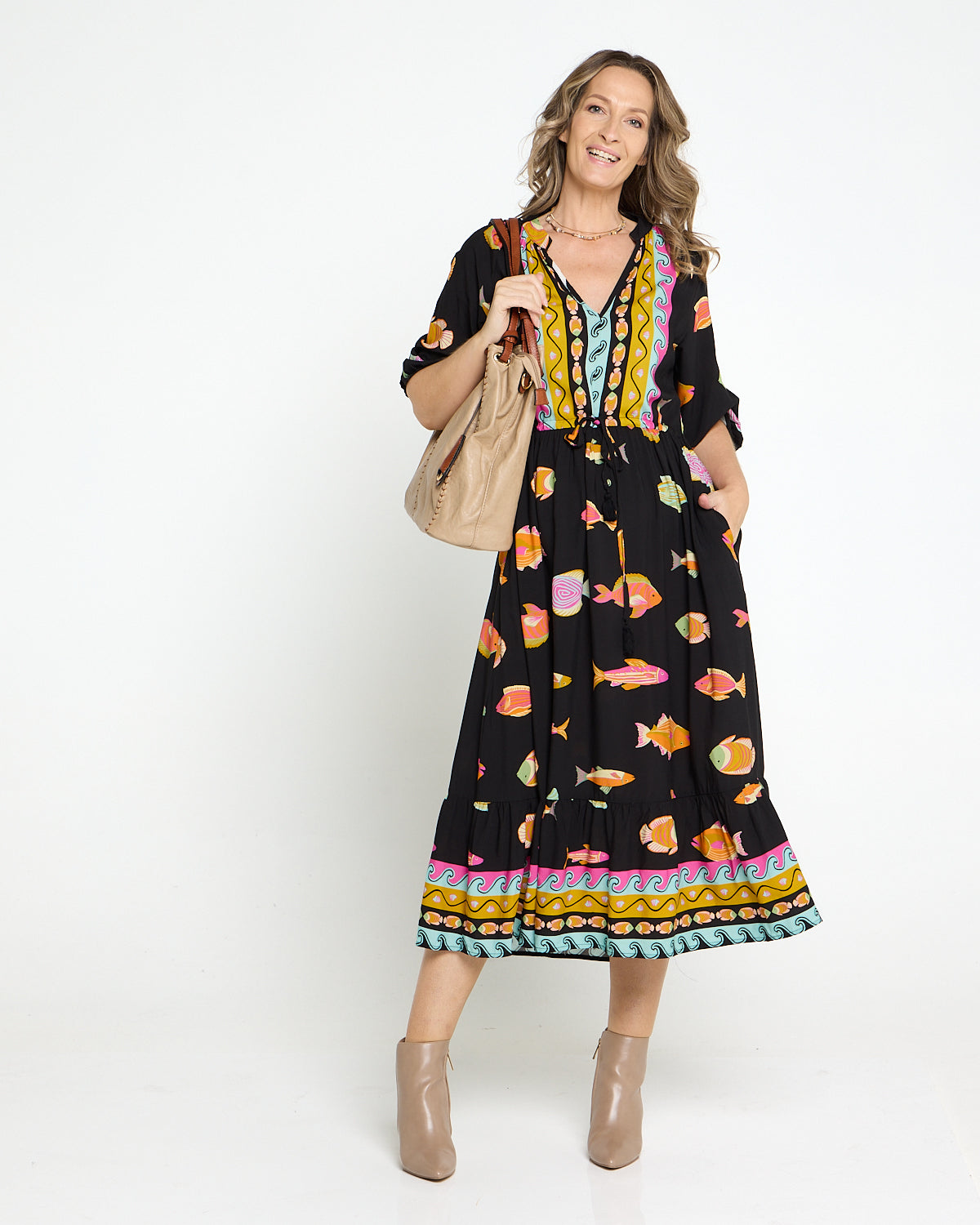 Brooks Dress - Black Fish Print – TULIO Fashion