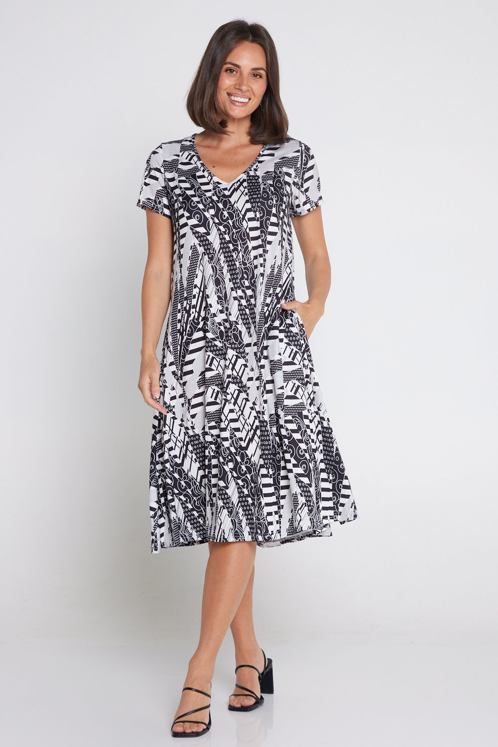 Christobel Dress - Black/White Collage – TULIO Fashion