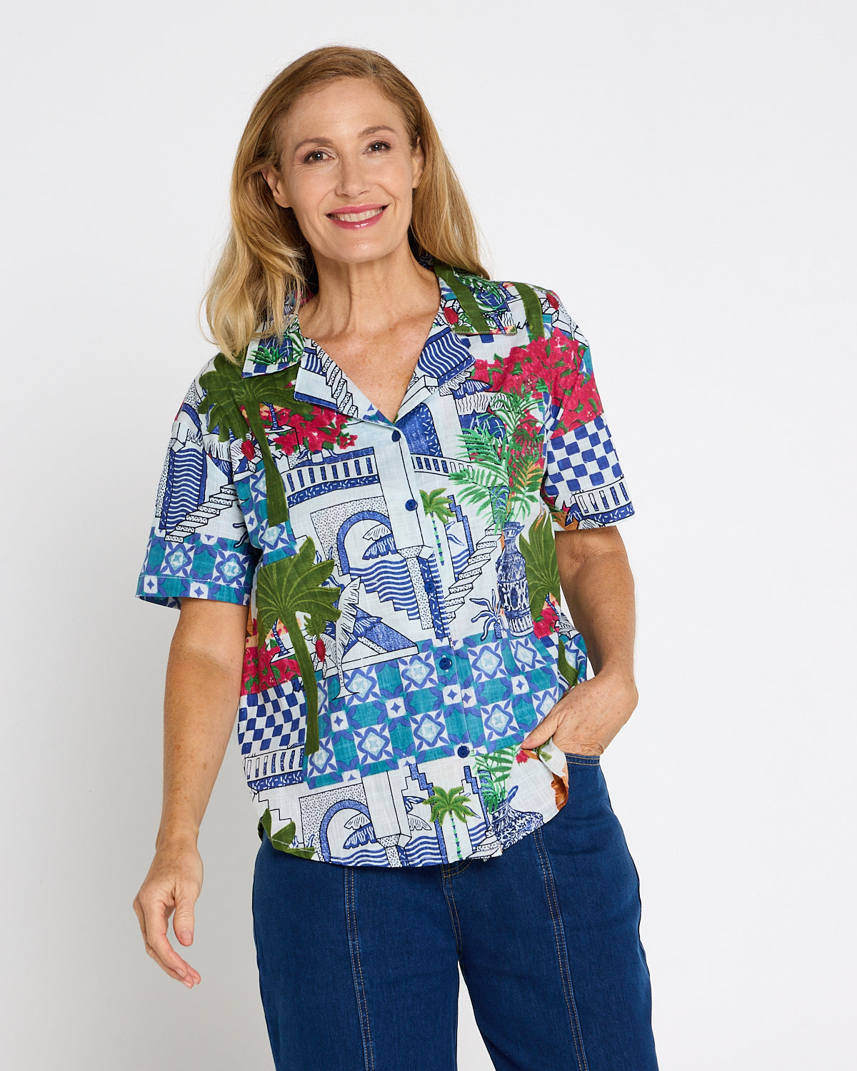 Malibu Top – Greek Island Blue | 100% Cotton – TULIO Fashion