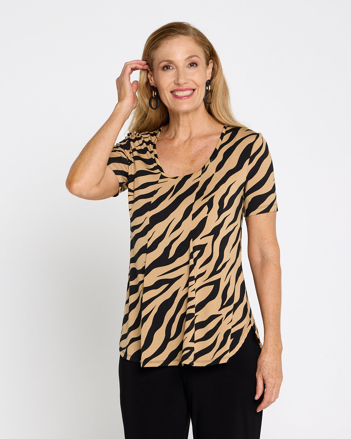 Postage Soft Top - Camel/Animal Print | Mature Women's Soft Tees ...