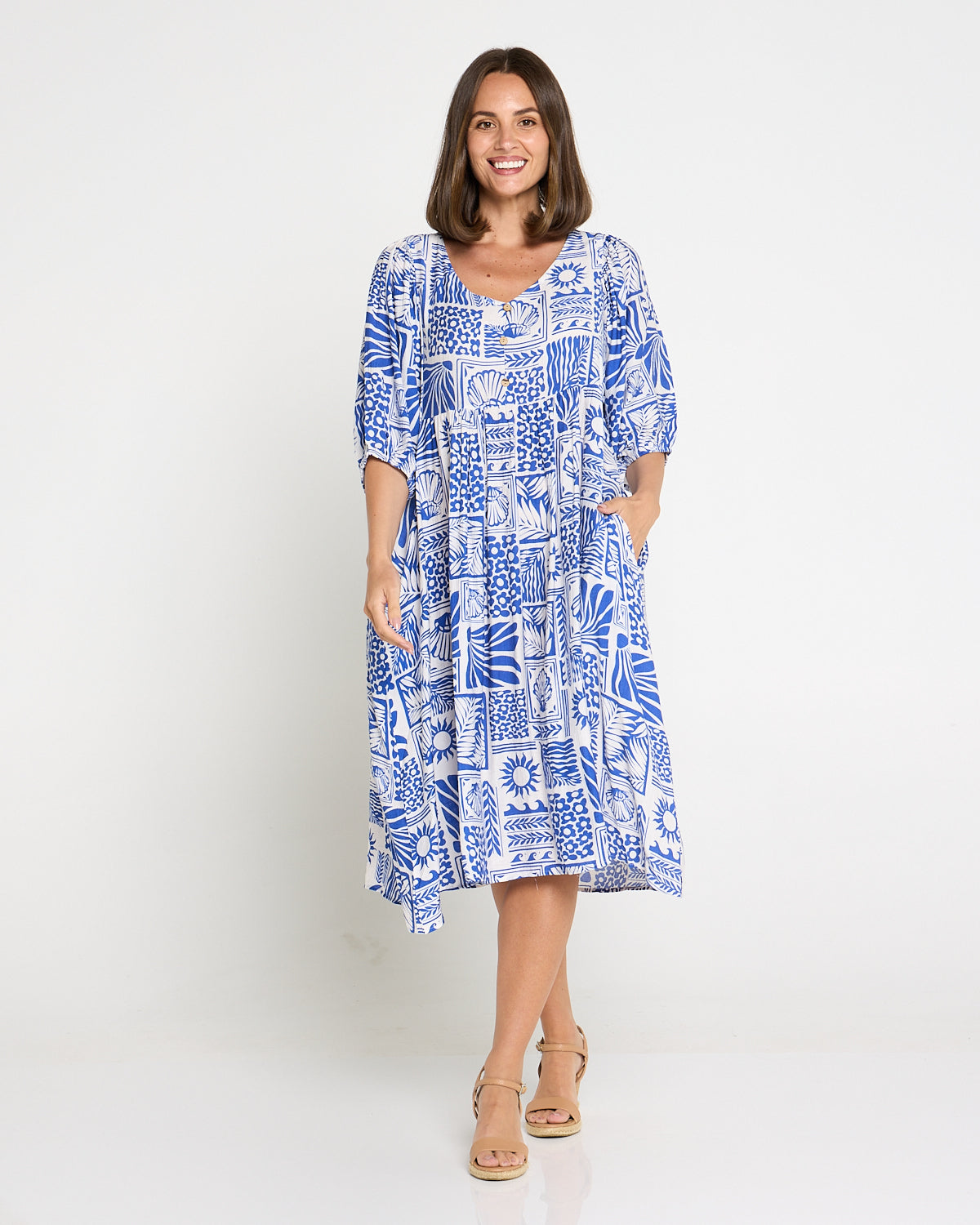 Shannon Dress – Santorini Tile Print | TULIO – TULIO Fashion