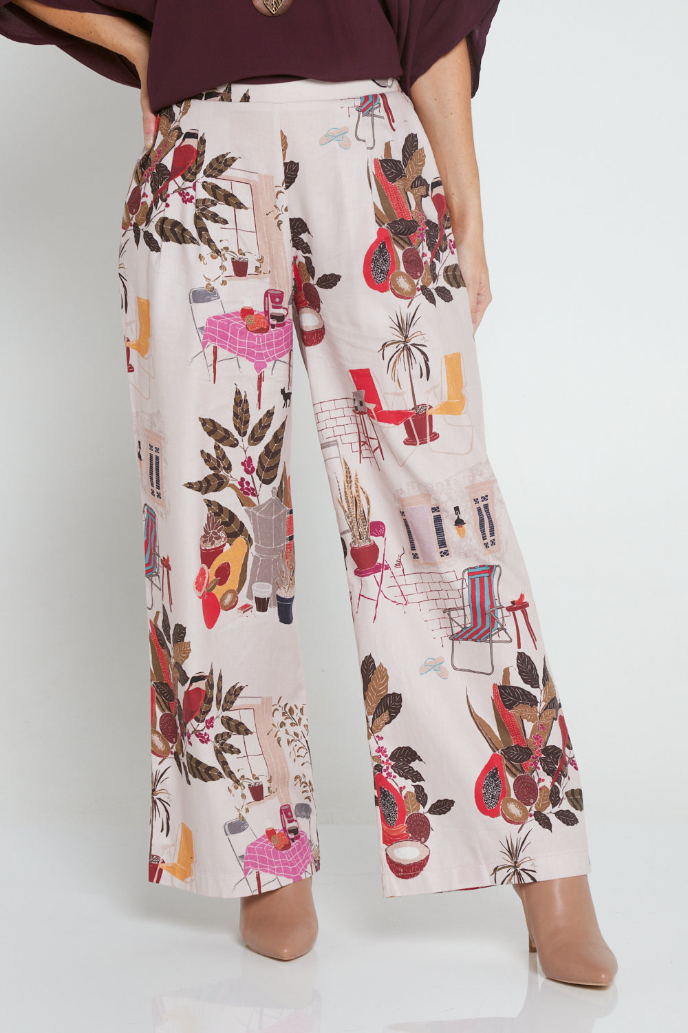Daria Wide Leg Pants - Pink Tea Time – TULIO Fashion
