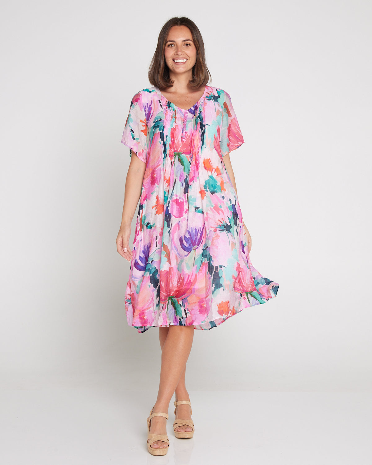 Lamia Dress - Spring Blossom Floral Midi | TULIO – TULIO Fashion