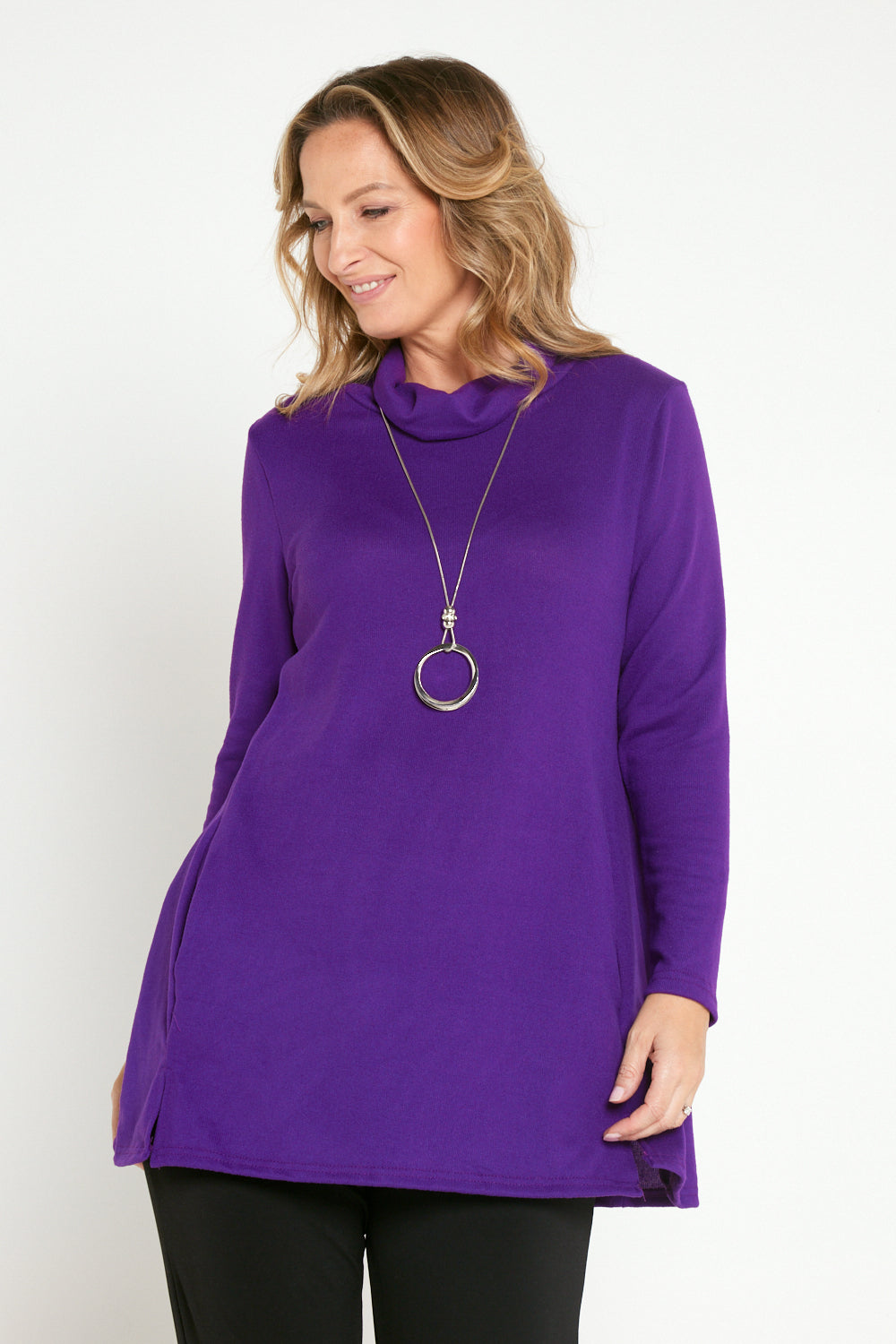 Lina Cowl Knit Tunic - Purple | Ladies Winter Top – TULIO Fashion
