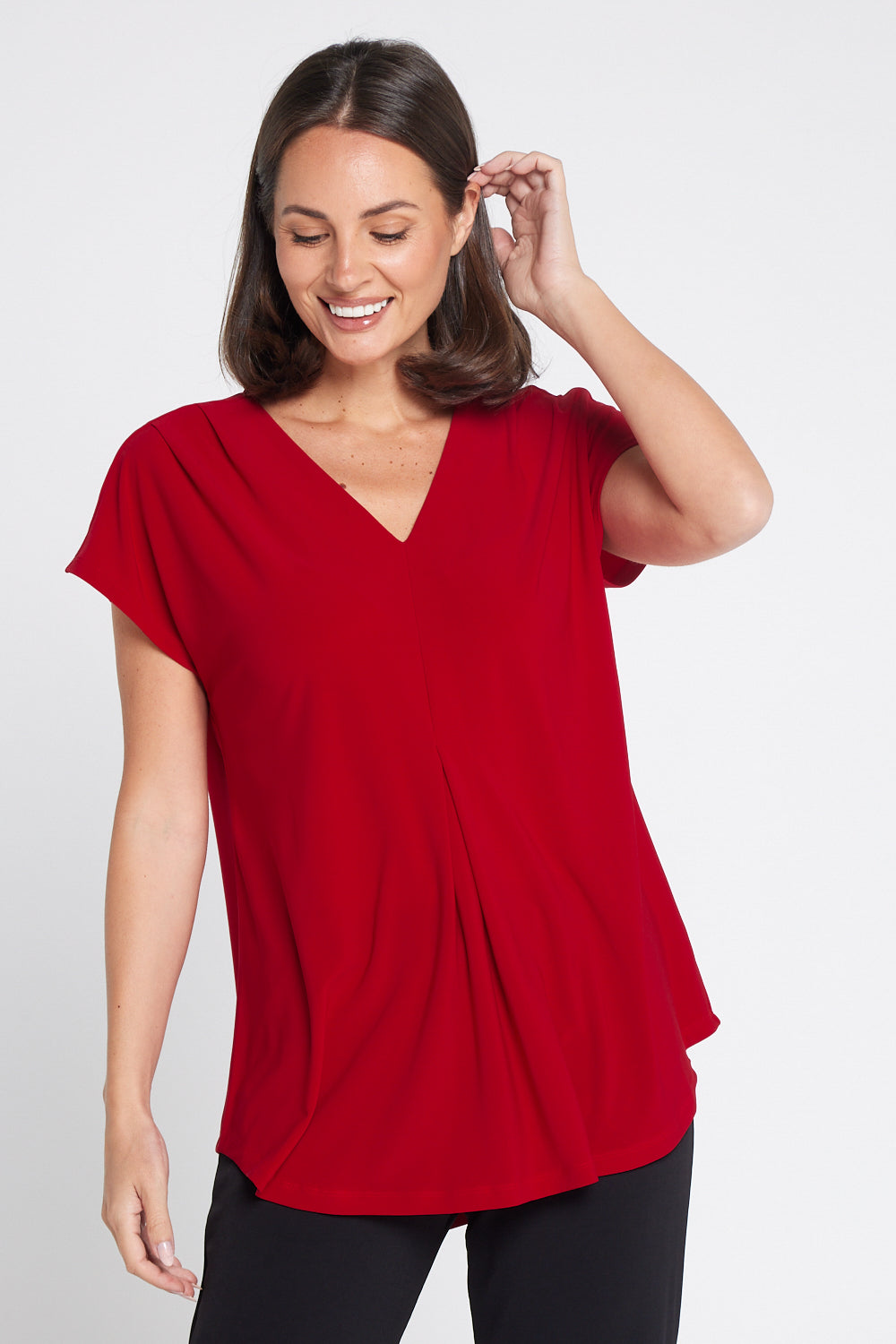 Ashlyn Top - Ruby Red | Mature Women's Smart-Casual Clothes – TULIO Fashion