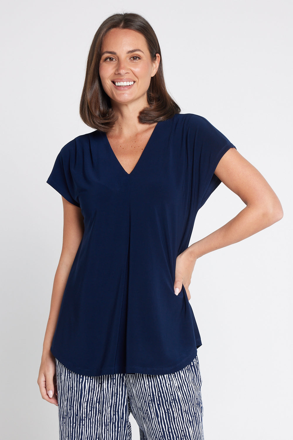 Ashlyn Top - Navy| Women's Mature Tops | TULIO Fashion