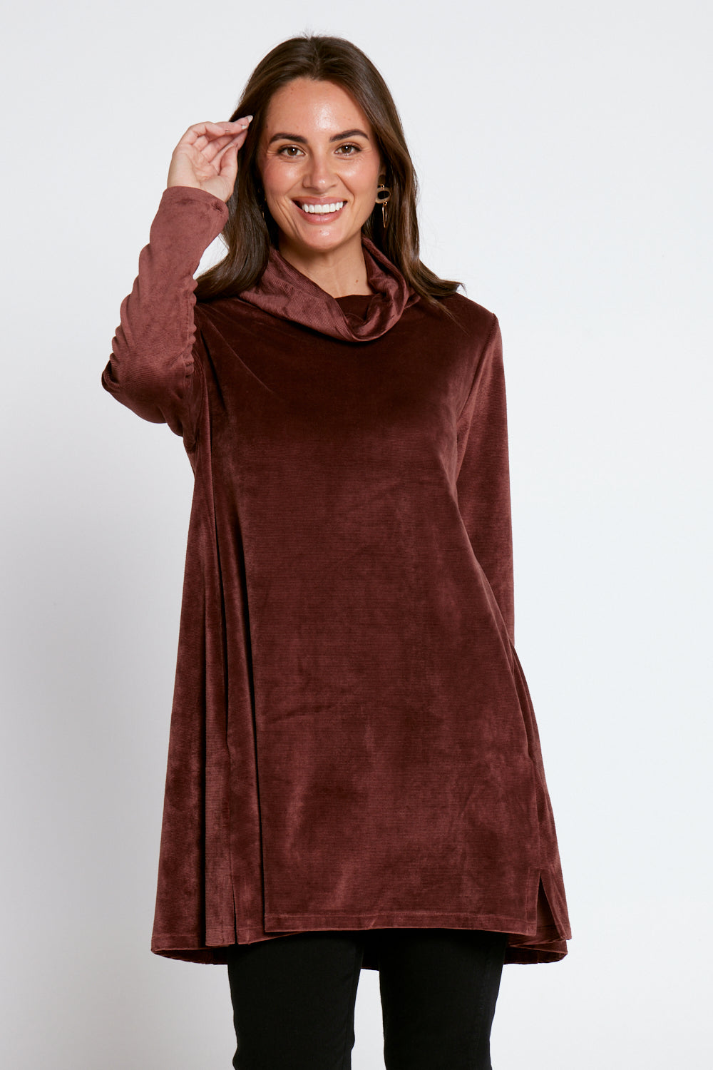 Melanie Velour Tunic - Khaki | Cordelia St Clothing | Winter 2023 ...