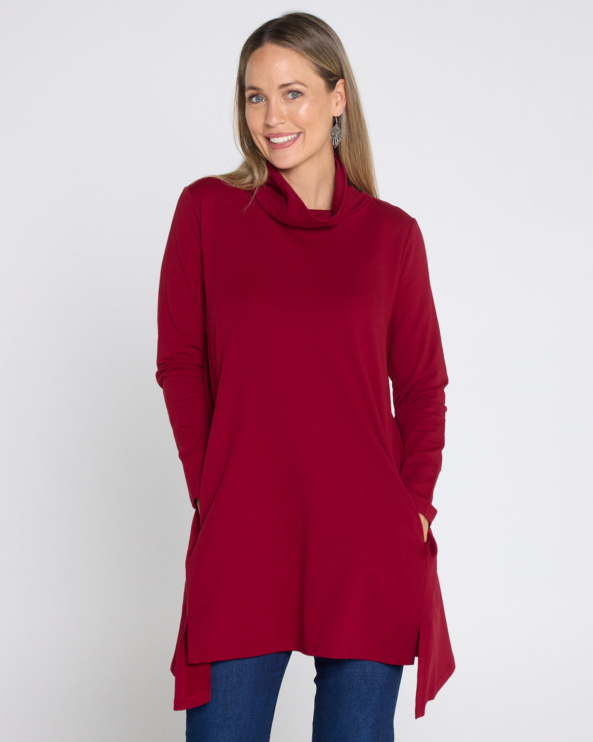 Joslin Cowl Tunic - Burgundy | Cordelia St | Winter Clothing for Women ...