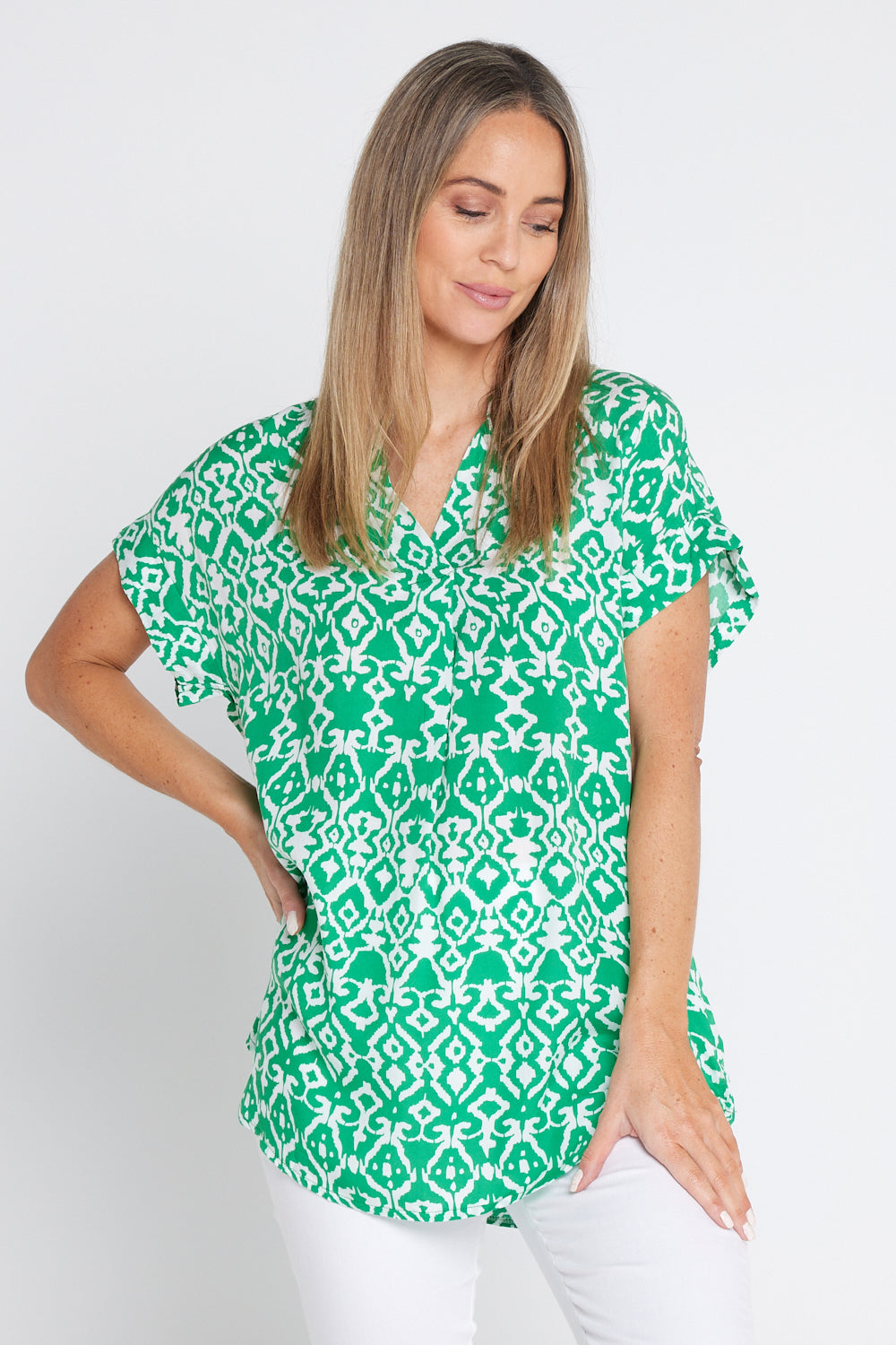Safiya Top - Emerald Green/White – TULIO Fashion
