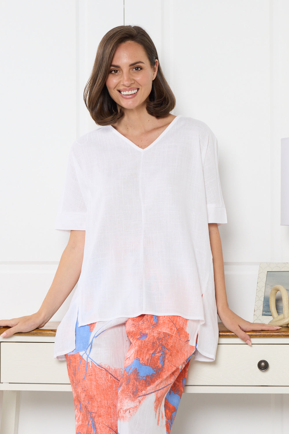 Sandra Linen & Cotton Top - White – TULIO Fashion