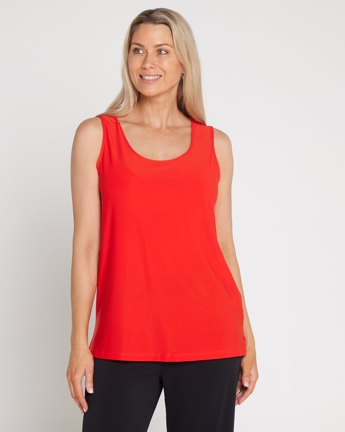 Long Line Tank - Coral Red | Easy Care Mature Women's Camisoles – TULIO ...