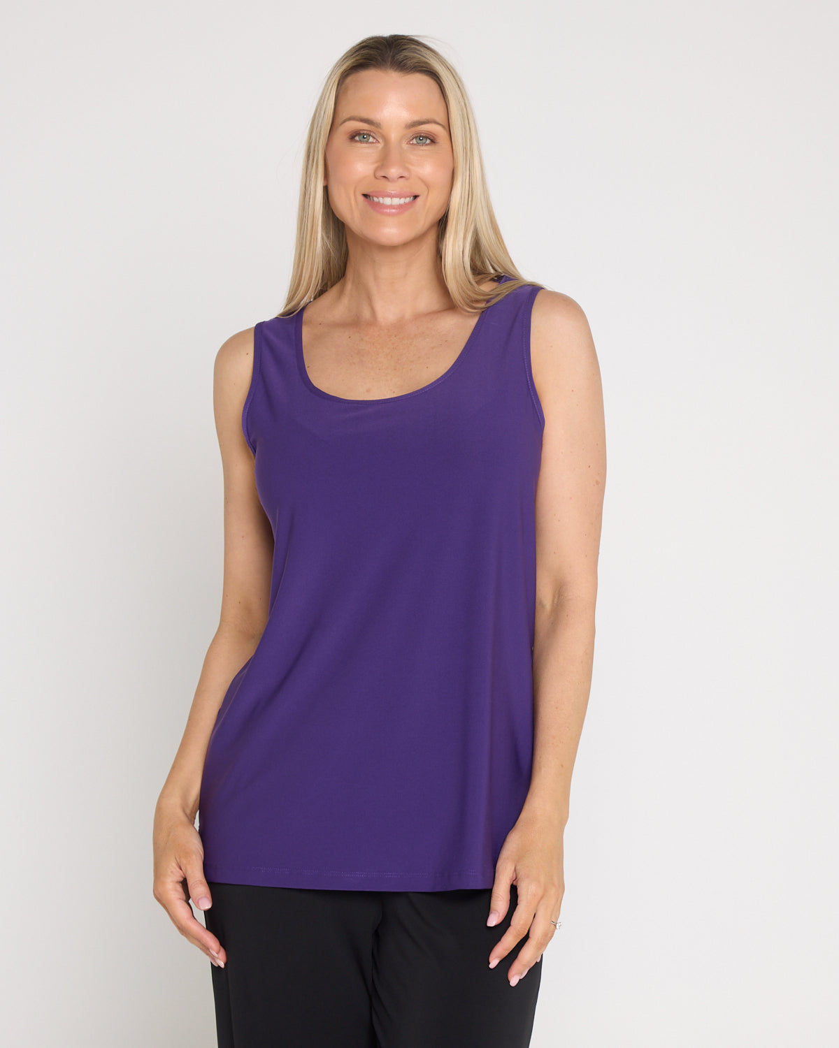 Long Line Tank - Purple | Easy Care Women's Basics – TULIO Fashion