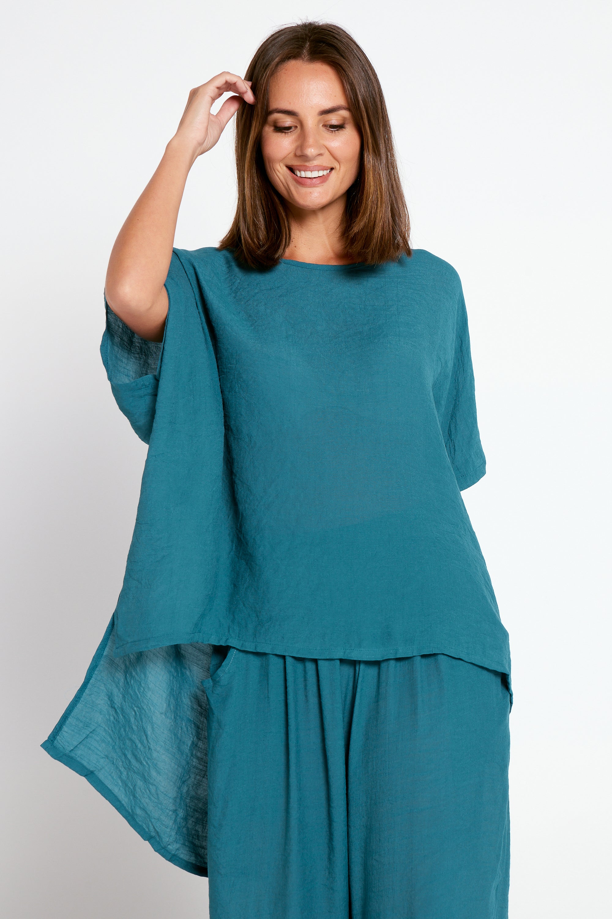 Gina Top - Teal | Cotton Village Summer 2023 – TULIO Fashion